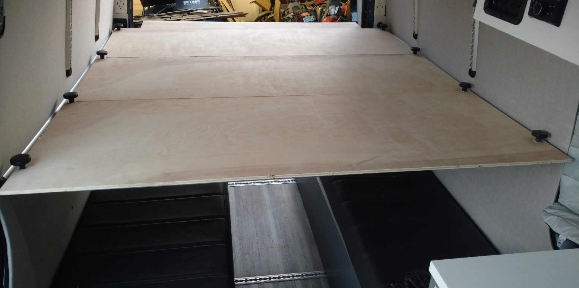 Sprinter Van DIY 3 Panel Platform Bed on L Track | Live Like Pete